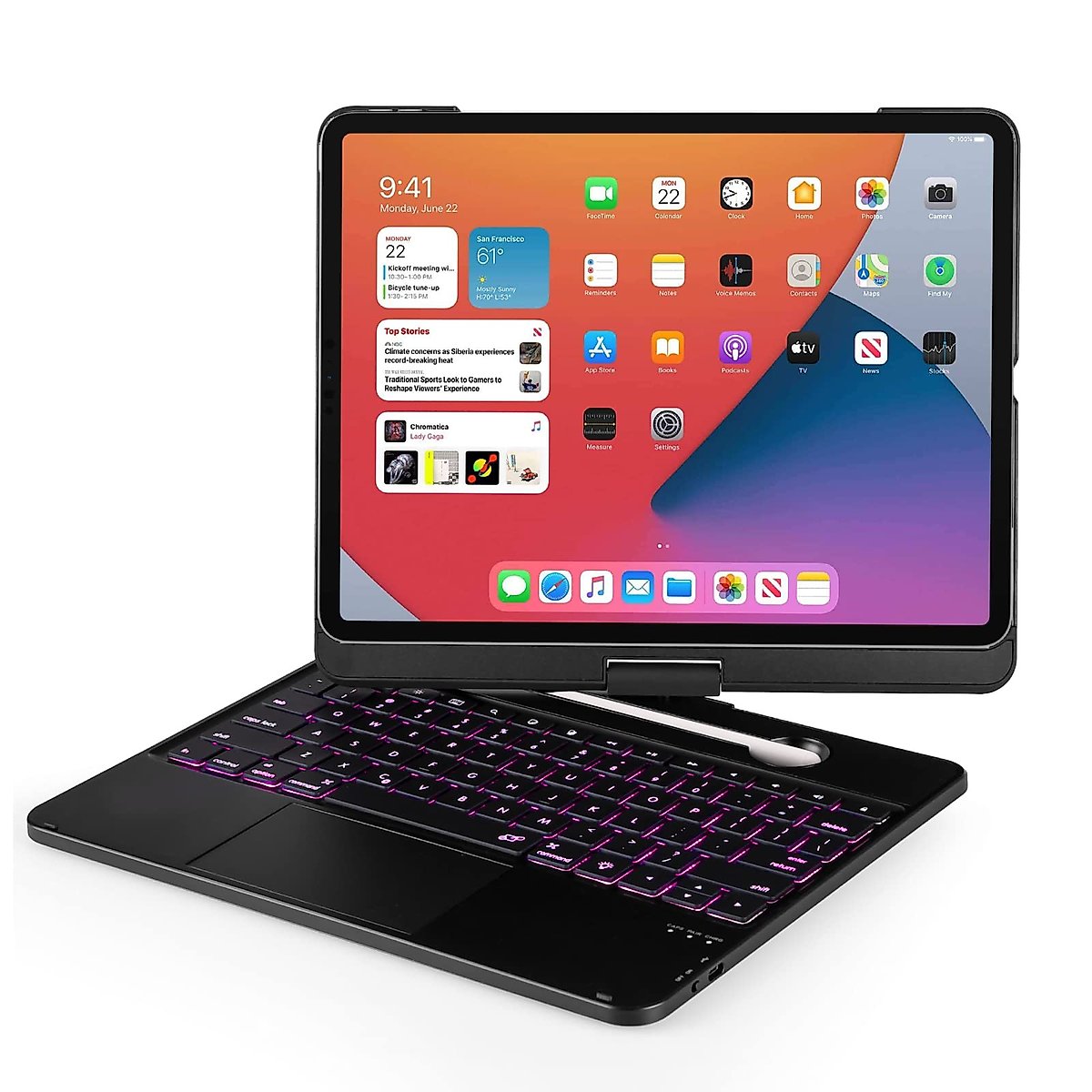 LENRICH iPad Pro 12.9 case with Keyboard 2022 6th Generation Backlit Trackpad, Fit for 5th Gen 2021/4th 2020/3rd 2018