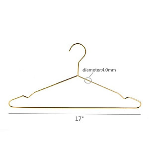 Better to U 17 Inch Gold Metal Hanger Adult Clothes 50 Pack, 4.0mm Heavy Duty Shirt Blouse Hanger for Coat Suit Bridal Boutique, Space Saving Slim Wire Hanger for Camisole Trousers Wedding Dress