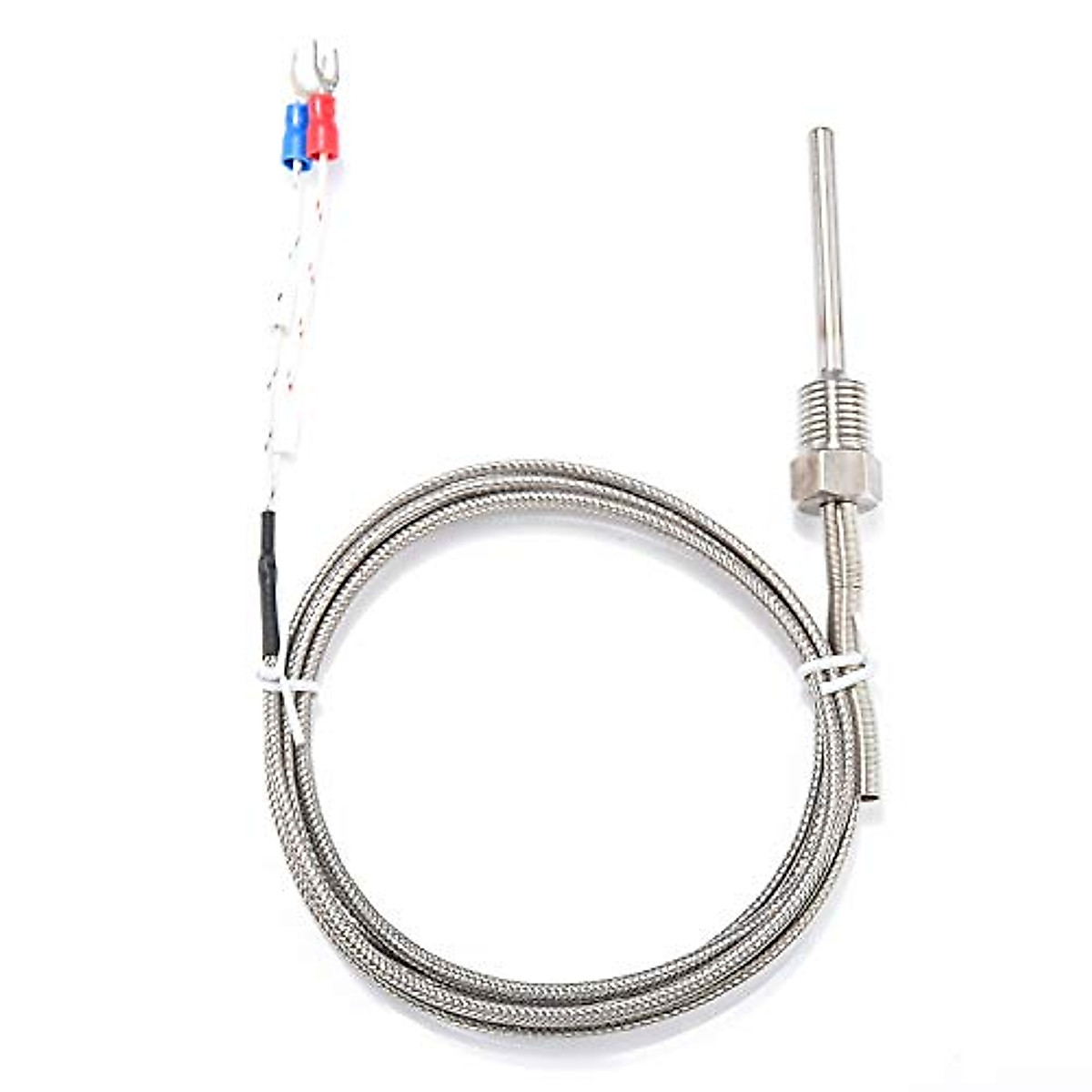 Waterproof K Type Grounded Thermocouple - Jaybva Temperature Sensor Probe for PID Temperature Controller Two Wire Stainless Steel NPT 1/4 inch Pipe Thread 0~500℃ with 2m Insulation Lead Shield Wire