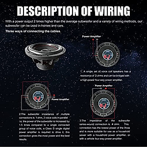 H YANKA 10 Inch Subwoofer - 10 Inch Paper Cone Subwoofer Car Audio, Black Steel Basket, Dual Voice Coil 2 Ohm Impedance 10 subwoofer, 1200W MAX Power 10 inch Competition Subwoofer