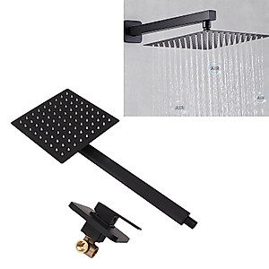Topyond Bathtub Faucet Set,Shower System,Rain Shower Kit Square Single Handle in Wall Waterfall Shower Head Kit for Bathroom Home Black