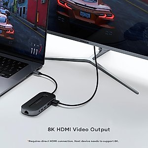 Satechi USB4 Multiport Adapter, USB C Hub 6 in 1 with 8K HDMI, 100W USB C PD Charging, USB C Data, USB-A, Ethernet, Audio Jack, for MacBook Pro/Air M1 M2 M3, Windows