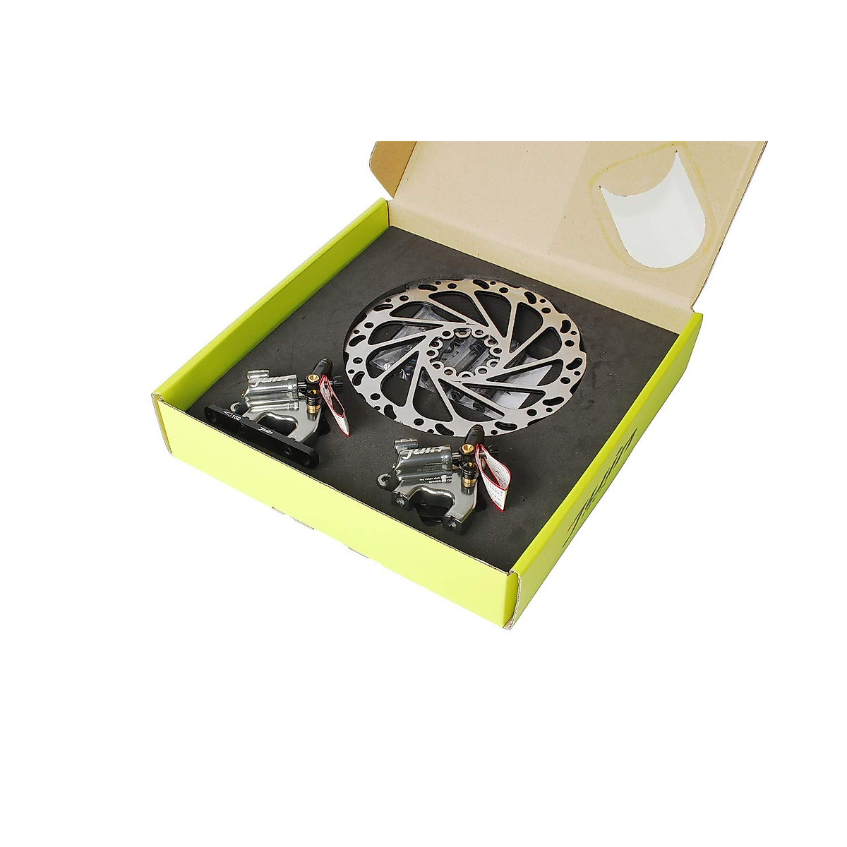 Juin Tech F1 Cable Actuated Hydraulic Bicycle Bike Disc Brake Caliper Set Extra Lightweight Hybrid Brake Set for Flat-Mount Road/Cyclocross/Gravel/E-Bike/Folding Bike use w/160mm 6" rotors (Gray)