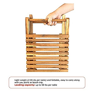 TIMBERHOLM Pack of 2 Folding Side Tables Outdoor for Patio, Small Folding Table, Outdoor Table Small, Teak Table Outdoor, Foldable Table, Small Patio Side Table, Natural (Square)