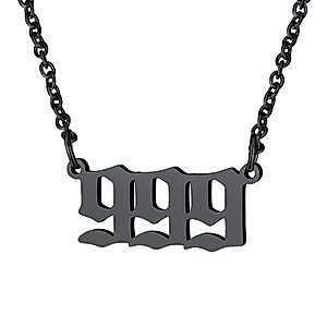 FindChic Dainty Black Angel Number Necklace for Women Men Stainless Steel Numberal 999 Pendant Jewelry Gift for Daughter Mom Wife Girlfriend