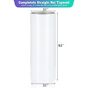 YOUKE OLA 12 Pack Sublimation Tumblers Bulk 30oz - Blank Straight Skinny Tumbler Stainless Steel Insulated Sublimation Tumblers Polymer Coating for Heat Transfer with Straws, Lids, White