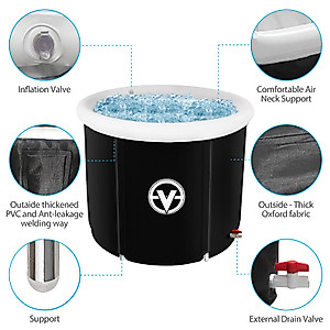 valktech Ice Bath Tub for Adult Large Freestanding Bathtub Foldable Hot Bath Tub Spa Tub Soaking Bathtubs Adult Sized (31.5 x 29 inches)