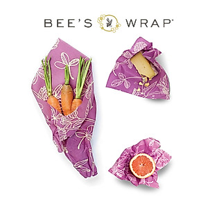 Bee's Wrap - 3 piece value pack - Made in the USA with Certified Organic Cotton - Plastic and Silicone Free - Reusable Eco-Friendly Beeswax Food Wrap - 3 sizes (S, M, L)