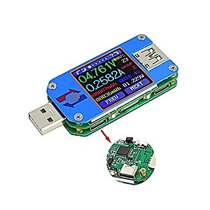 USB Tester UM25C USB Meter Tester,Voltage Current Bluetooth Battery Power Charger Voltmeter Ammeter Multimeter Tester, 1.44 Inch Color LCD Display USB 2.0 Type- C Cable Resistance Load Impedance Mete