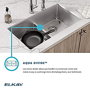 Elkay Crosstown ECTSRA33229TBG1 Equal Double Bowl Dual Mount Stainless Steel Kitchen Sink Kit with Aqua Divide