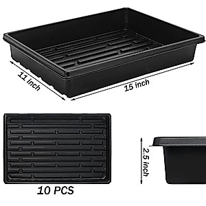 Cezoyx 10 Pack Plant Growing Trays with No Drain Holes, 15 x 11 x 2.5 Inch Garden Seed Starter Trays Hydroponics Growing Trays Nursery Tray for Seedlings, Indoor Gardening, Growing Microgreens