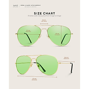 WearMe Pro Classic Aviator Style Metal Frame Sunglasses (Gold Frame/Green Tinted Lens, 59)