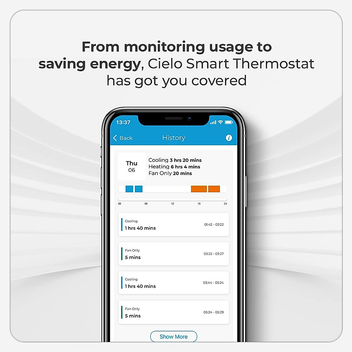 Cielo Smart Thermostat | Supports Conventional Systems up to (2H/2C) & Heat Pumps (4H/2C) | Alexa, Google, Siri Shortcuts, SmartThings, IFTTT | Touchscreen Color Display | Free C-Wire Adapter