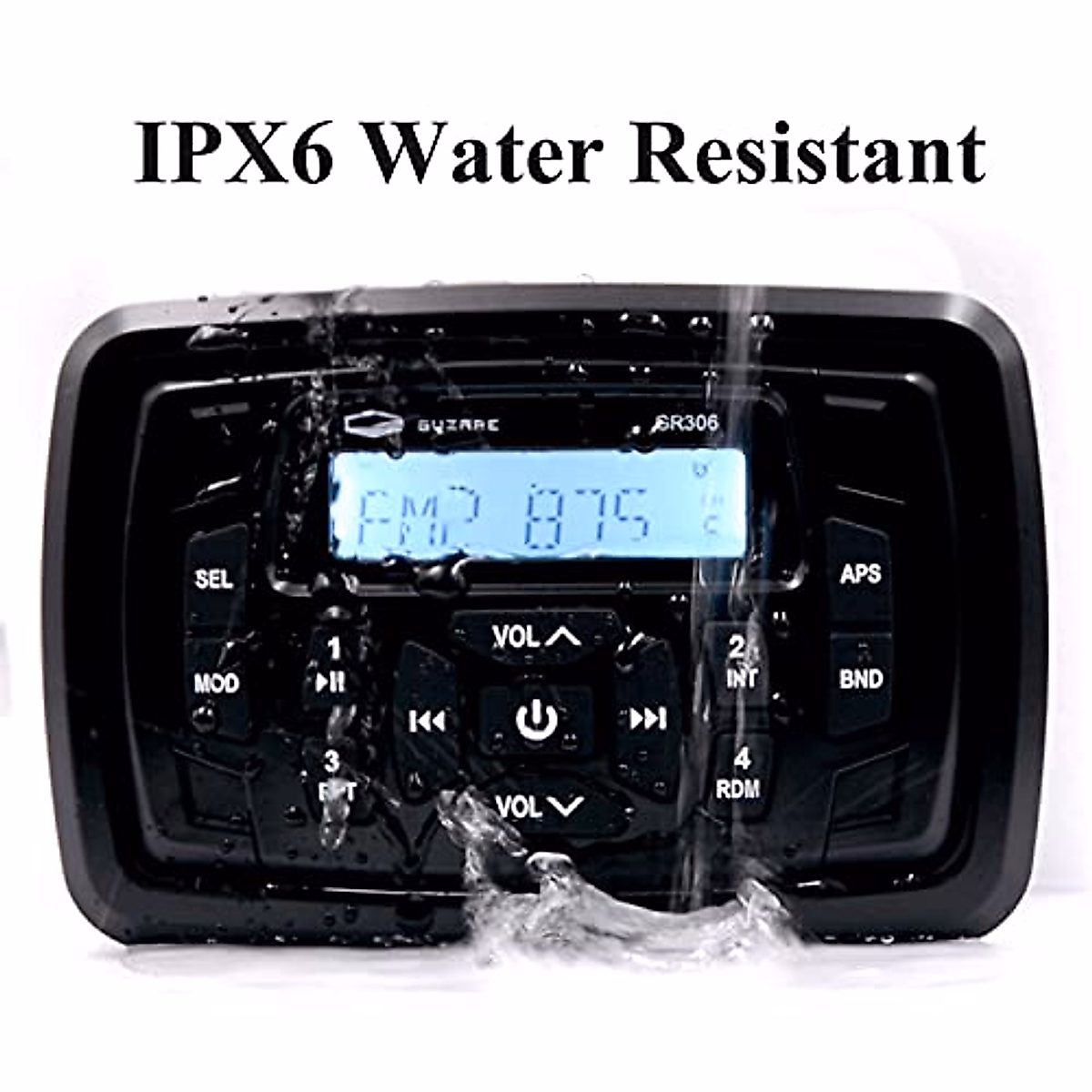 GUZARE Boats Marine Radio Bluetooth and Speakers Audio System Package - Waterproof Marine Stereo Receiver+ 1 Pari 4 inches Black Speakers + Antenna for Boats ATV UTV Motorcycle 306.301B.056B