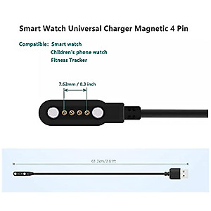 Aliwisdom Smart Watch Universal Charger Magnetic, Smartwatch Accessories 4 Pin Magnetic Suction Replacement Charger for Smart Watch/Fitness Tracker, Cable Contact pin spacing Compatible 7.62mm