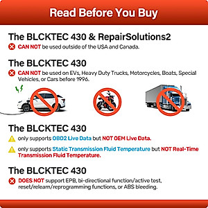 BLCKTEC 430 Bluetooth OBD2 Scanner Diagnostic Tool - Car Code Reader for All Cars OBDII Compatible - Read & Clear Engine, ABS, SRS, Oil Light, & More - Subscription Free OBD App On iOS & Android