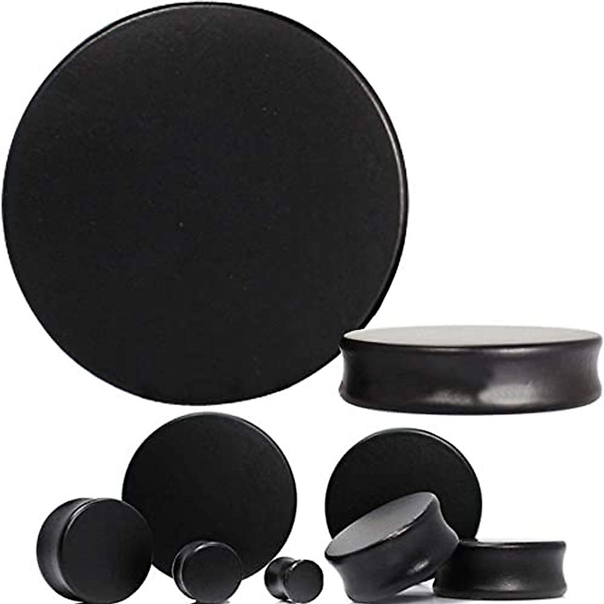 CHUANCI 3-50mm Acrylic Solid Ear plug White&Black Earing Large Big Tunnel Size Stretcher Saddle Flesh Tunnel Expander (One Pair Black,1.1''(28mm))