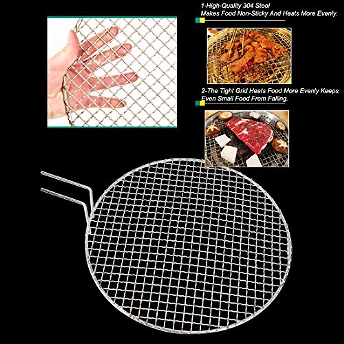 B&C.Room 304 Stainless Steel Rond Barbecue Racks Mesh Wire BBQ Korea Carbon Baking Net Grill Pan Grate Diameter:29.5cm