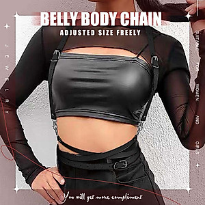 BODIY Women Loop Waist Belt Punk Rock Belts for Women Fashion Pu Leather Body Chain Rave Accessory (Black)
