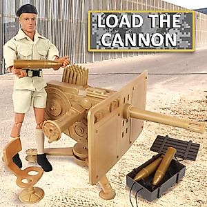 Click N' Play Action Figure WWII Field Gun 5 Piece Set, Military Action Figures and Army Toys for Boys 8-12