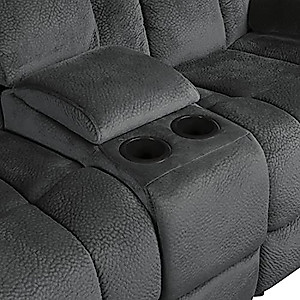 Lexicon Caspian Fabric Double Glider Reclining Love Seat with Center Console, Charcoal