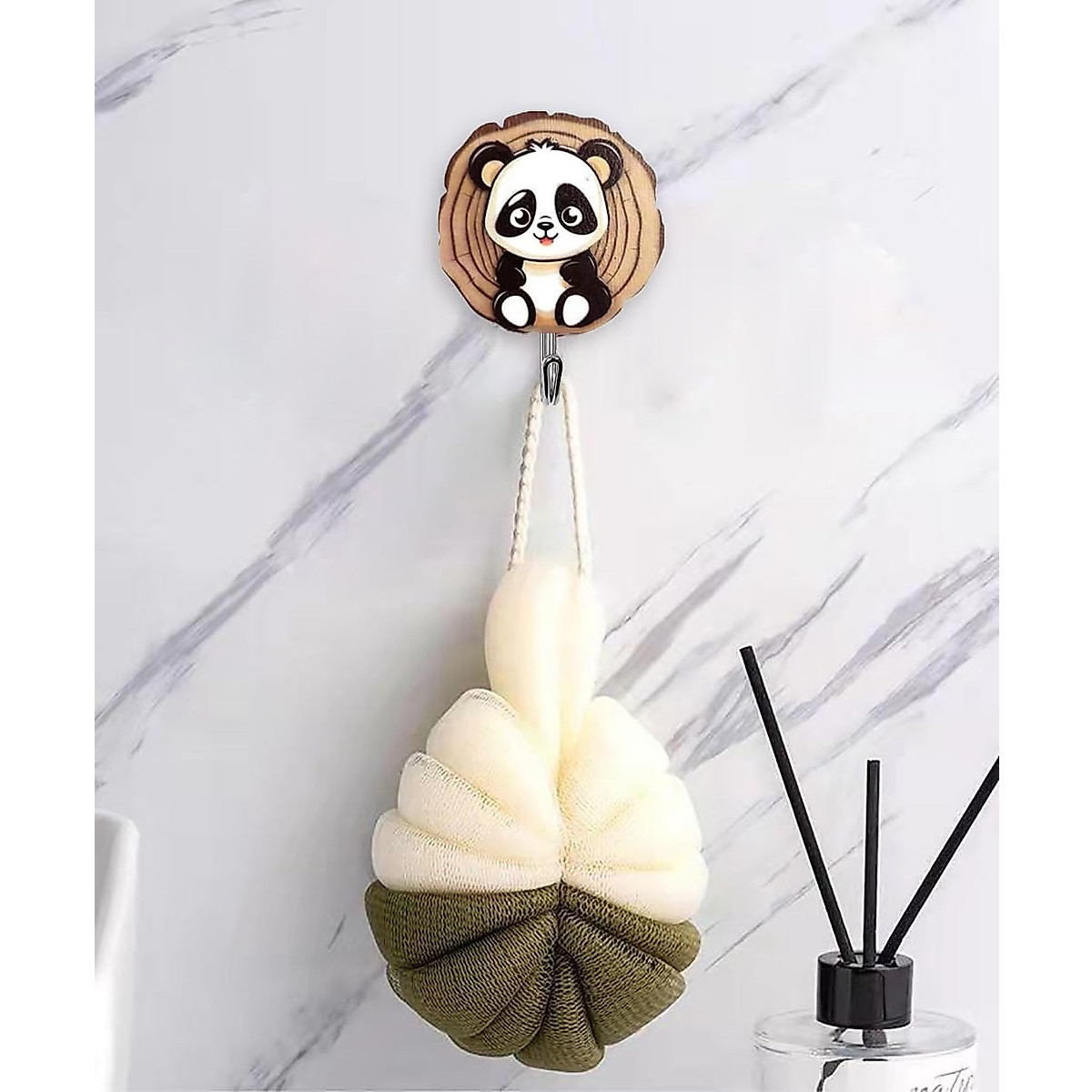 Vamotto Wooden Animal Wall Hooks, 6-Pack Self Adhesive Coat Hooks Hanging Wall Mounted Hooks for Coats, Towels, Hats,Backpack, Robe, Purse,Decorative Farmhouse