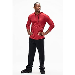 DEVOPS Men's 3 Pack Hoodie Long Sleeve Fishing Hiking Running Workout T-shirts (Small, Black/Blue/Red)