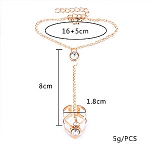 Acedre Boho Crystal Bracelets Gold Hand Harness Bangle Finger Rings Hand Accessories for Women