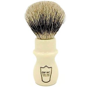 Parker 100% Silvertip Badger Mug Shaving Brush with Brush Stand - Extra Dense and Extra Soft Bristles - Long Handle is Perfect for use with Your Shaving Mug (Ivory Color)