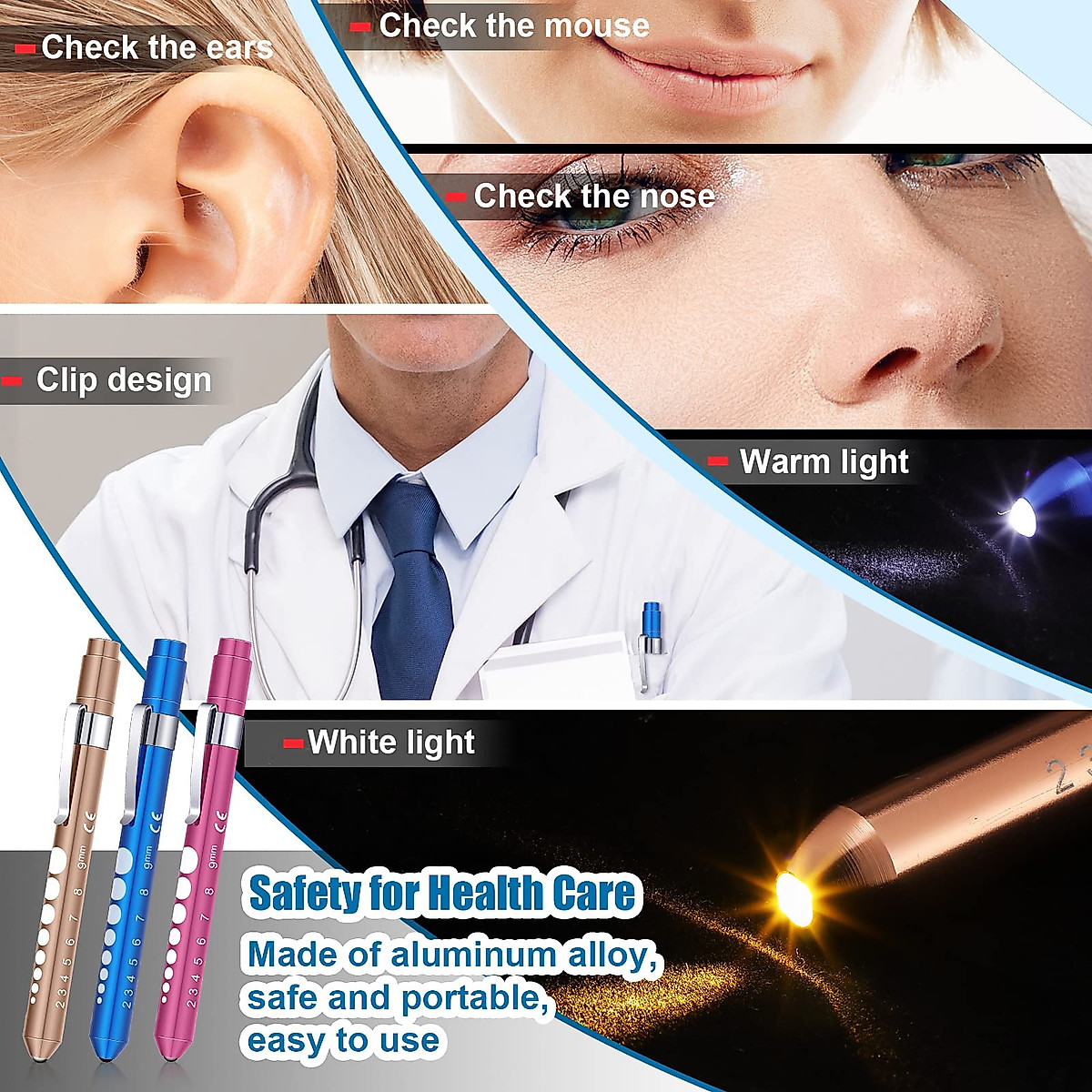 Penlight for Nurse Pen Light Led Reusable Pen Light with Pupil Gauge Nurses Pin Light for Torch Medical Students Doctors Daily Use with Pocket Clip Nurse and Doctor Gifts(30 Pieces,Elegant Colors)