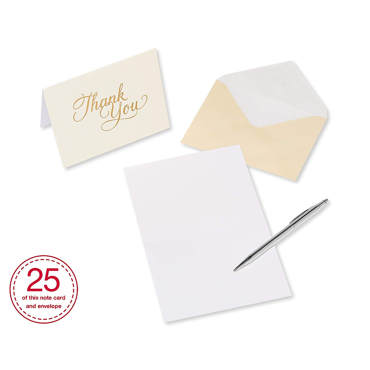 American Greetings Wedding Thank You Cards with Envelopes, Gold and Cream (50-Count)