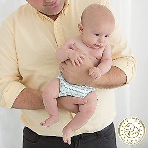 Amazing Baby Hybrid Cloth Diaper Cover with Pocket-Sling, Small, Sz 2 (8-15 lbs), Use with Boosties Inserts, Denim Mini Chevron, SmartNappy Set includes Muslin Cover + Tri-fold Insert + Booster Pad