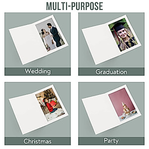 Golden State Art, Pack of 200, 4x6 Photo Folders, Cardboard Picture Frame, Paper Photo Frame Cards, Greetings/Invitation Cards, Special Events: Graduation, Christmas, Wedding (White)