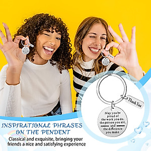 Yinkin 24 Pcs Thank You Keychain and Cards with Envelopes Gift Appreciation Employee Thank You Gifts Thank You Christmas Gifts Graduation Teacher Thanks Notes, Nurse Gift(Silver)