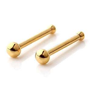Ruifan 20G(0.8MM) 316L Surgical Steel Nose Bone Studs Rings Pin Piercing Jewelry 2PCS - Gold