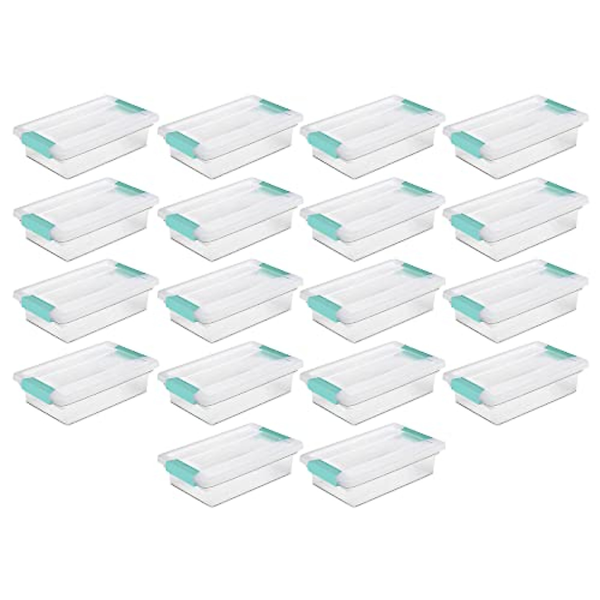 Sterilite Small Clip Box Clear Stacking Storage Tote Container with Latching Lid for Home & Office Organization and Storage Solution, 18 Pack