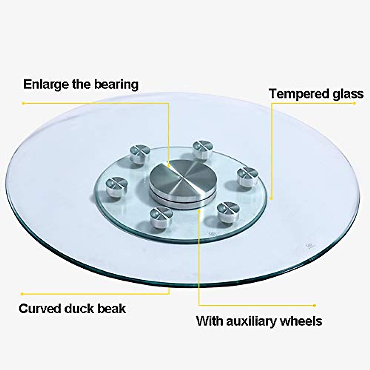 MANG Large Tempered Glass Lazy Susan Round Rotating Turntable Tray Kitchen Dining Table Serving Plate For Family/Birthday Parties, Chinese Restaurant