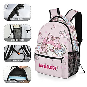 Ladycute M-y Mel-ody backpack book bag withe side pokect large suitable for men women ​hiking camping picnic
