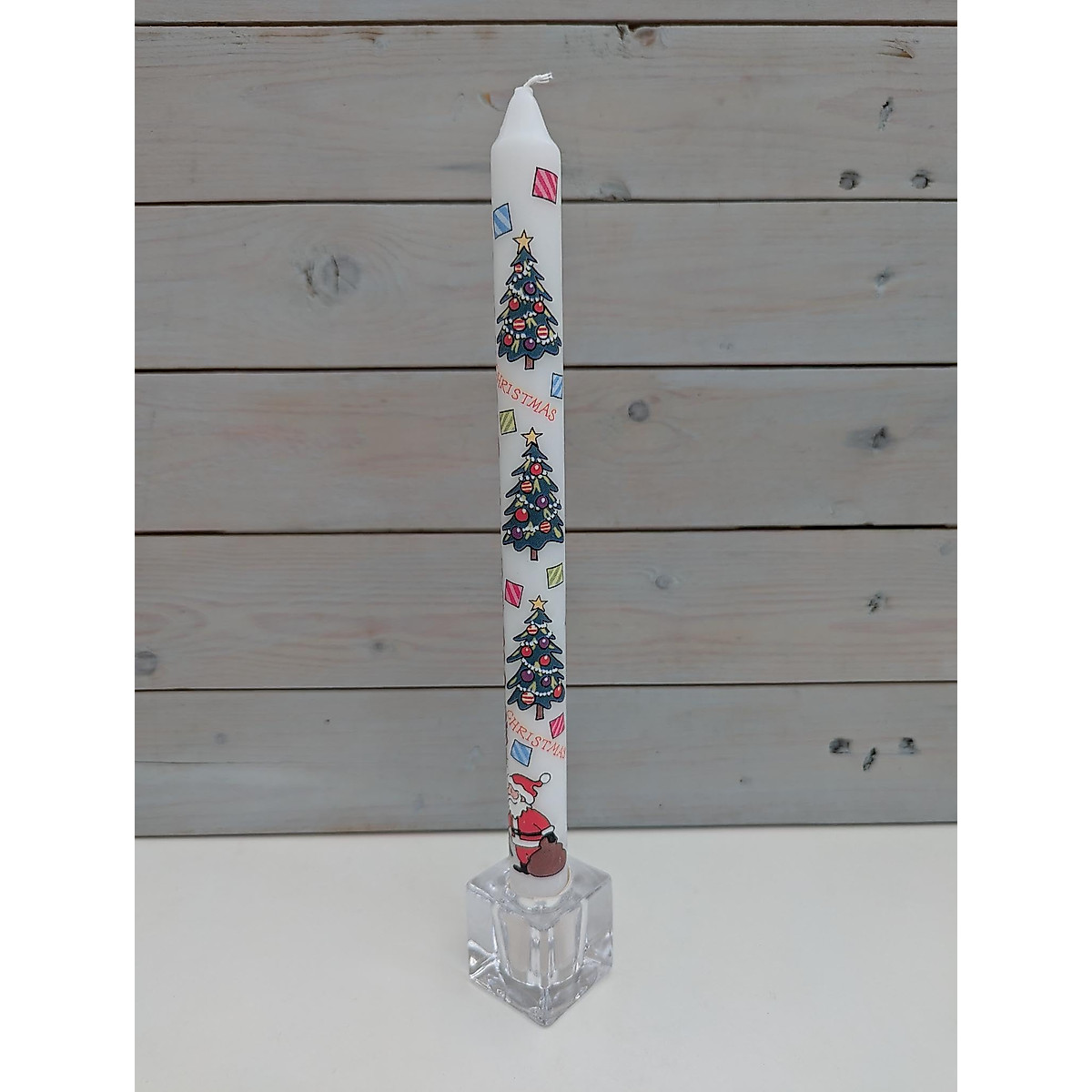 Alison Gardiner Advent Candle - Festive Christmas Tree Candle Design with Merry Christmas Message - Unscented Wax 29.5 cm Dinner Candle for Holiday Countdown - Made in England