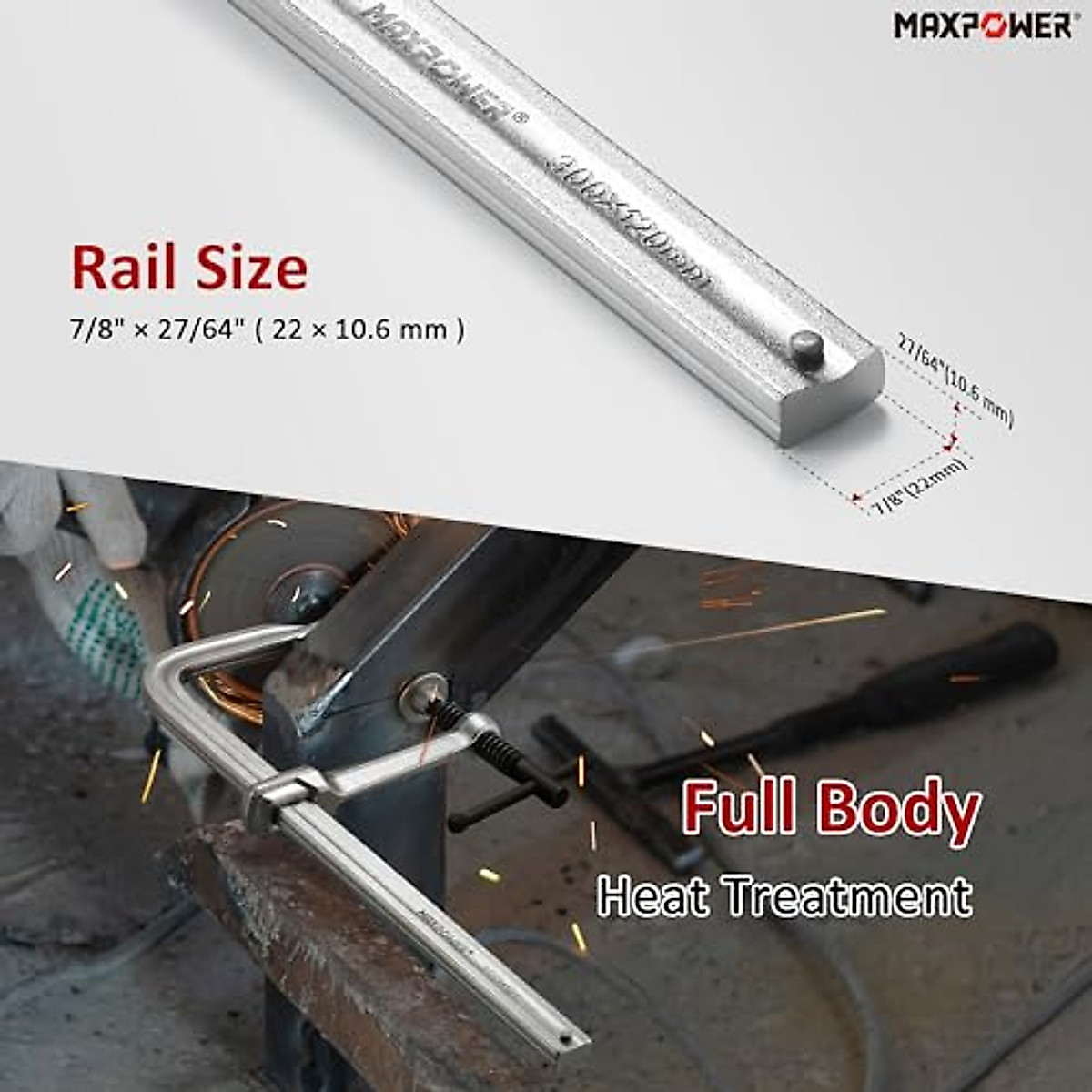 MAXPOWER Heavy Duty F Clamp 12-Inch x 4-3/4-Inch Throat (300 x 120mm Throat),Pack of 2