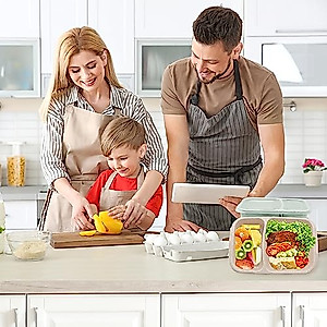 Luriseminger 4 Pack Bento Lunch Box，2 Compartment Snack Containers，Meal Prep Containers Kids/Toddle/Adults,Food Storage Containers for School, Work and Travel (2 Compartment-Multicolor)