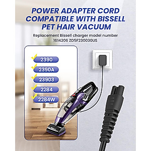 Replacement for Bissell Pet Hair Eraser Charger, Power Cord Compatible with Bissell 2390 2390A 23903 2284W 2284 14.4V Lithium Ion Cordless Handheld Vacuum 1614206 Adapter