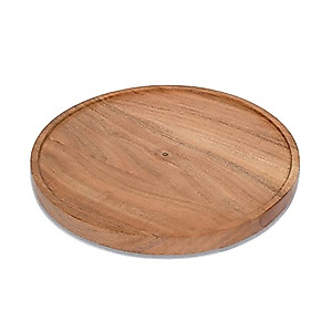Acacia Wood Cake Stand - Wooden Cake Stand Turntable for Table, Pantry, Fridge, Refrigerator, Countertop (12" x 12" x 2")