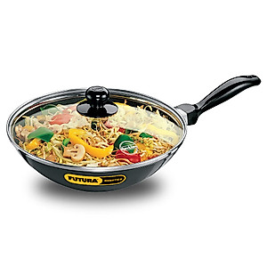 FUTURA NDL20G Non-Stick Deep-Fry Pan(Kadhai) 2.0 Litre with Glass Lid and Flat Bottom, 10.23 IN, Gray