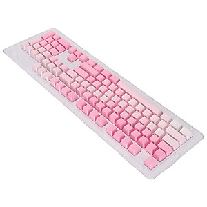 Gaming Keyboard Keycaps, 104 Keys Pink White Ergonomic PBT Typewritter Gaming Keyboard Keycaps Opaque Side Dip Dyeing Process DIY Keycap,for Most 61/87/104 Key Mechanical Keyboard