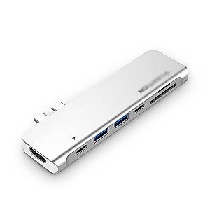 Port Expander USB C Hub Adapter USB-C Docking Station USB Adapter 7-in-2 with 4K HDMI, 100W PD, USB-C and 2 USB 3.0, SD/TF Card Reader USB Splitter (Color : Silver)