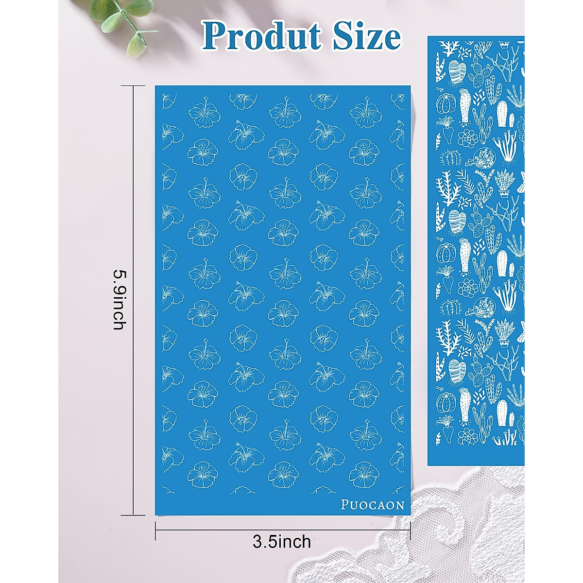 Puocaon Butterfly Clay Silk Screen - 6 Pcs Reusable Cactus Silk Screen Stencils for Polymer Clay Earrings Making, Boho Leaves Hibiscus Syriacus Flower Silk Screen Stencils for Polymer Clay Jewelry