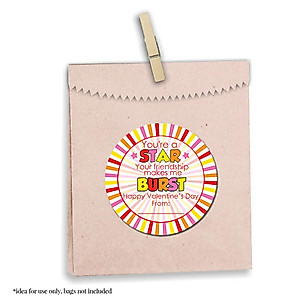 You’re a Star Fruit Chew Themed Valentine Party Favor Sticker Labels for Kids, 40 2" Party Circle Stickers by AmandaCreation, Great for Classroom Valentines, Envelope Seals, Gifts & Treats
