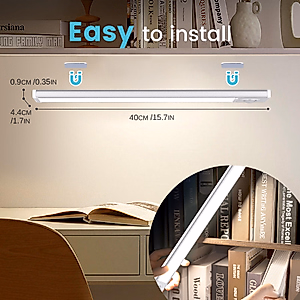 Firelex 2 Pack Under Cabinet Lights - 15.7 Inches Wireless Under Cabinet Lighting Motion Sensor Closet Lights Under Counter Lights for Kitchen 3 Colors Dimmable Magnetic Cabinet Lights for Bedroom