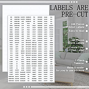 328 Pieces Light Switch Label Sticker Clear Transparent with Text, Waterproof Switch Panel Labels for Home Kitchen Bathroom Office School, Include Blank Labels and Tweezer